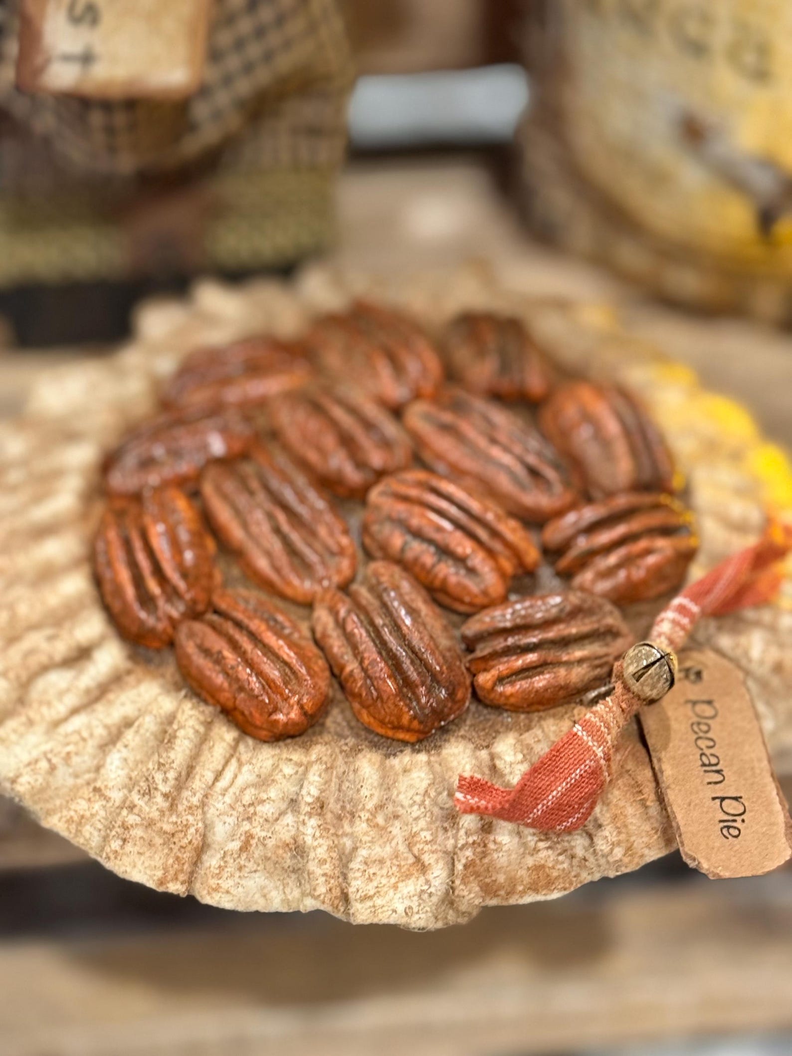 Primitive Faux Fresh Pecan Sack and Faux Mini Pecan Pie Set - Etsy