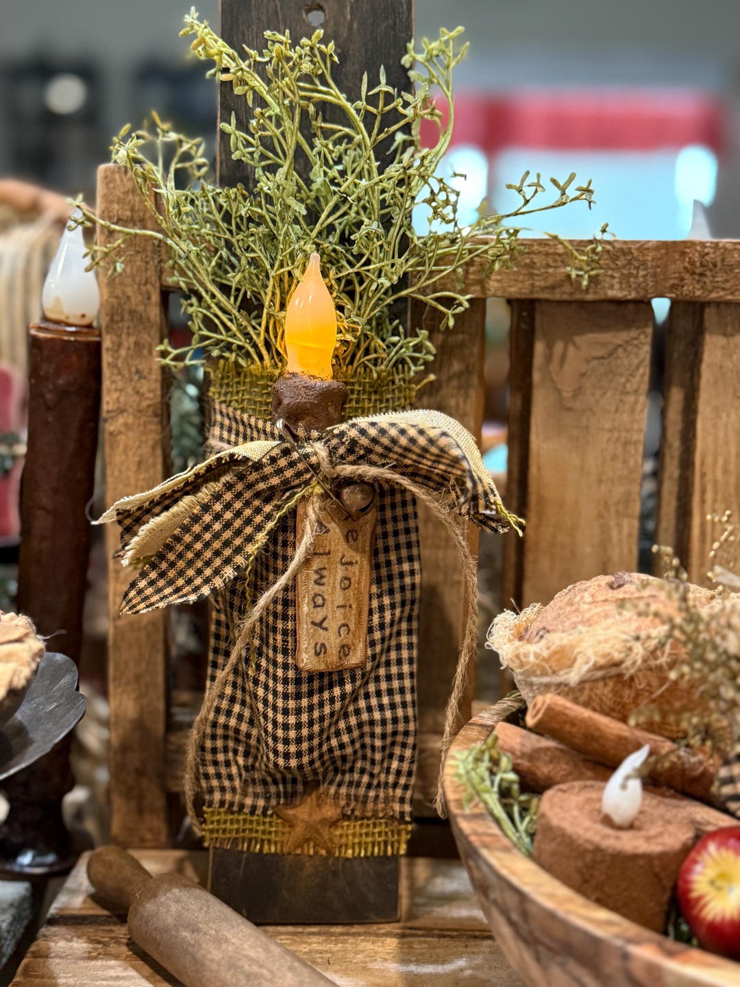 Primitive Pocket Taper Candle Holder (use Only Battery Operated LED ...