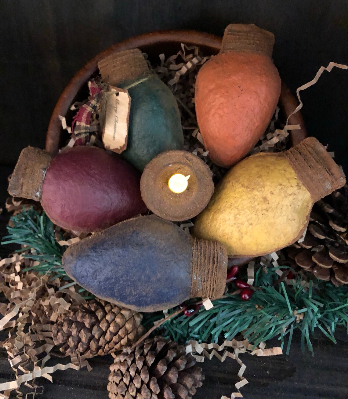 Primitive Christmas Lights Bowl Fillers - Etsy