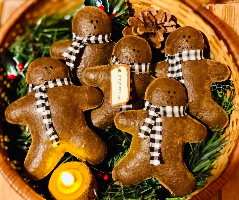 Grubby Primitive Gingerbread Man with Black and White Buffalo | Etsy