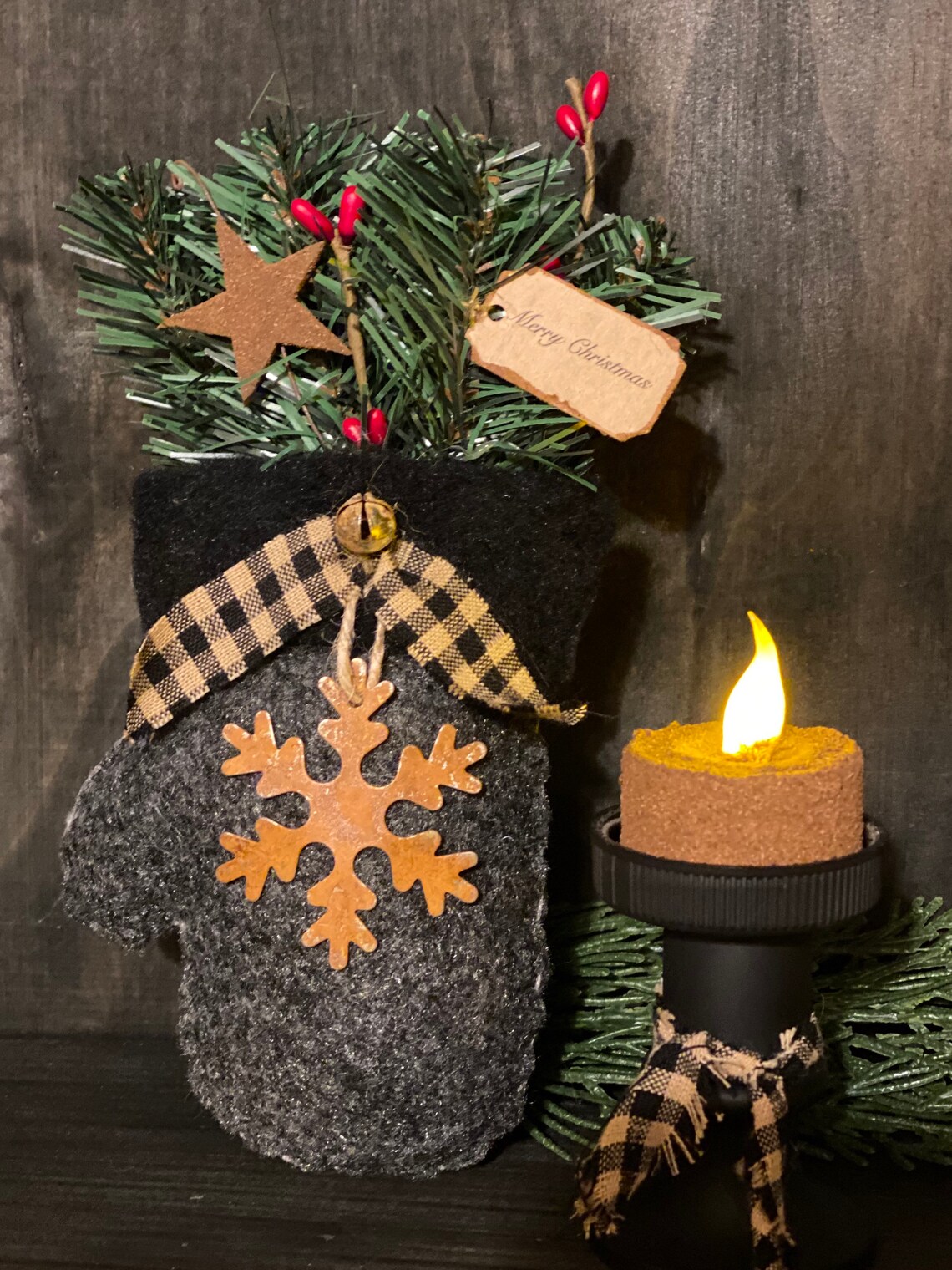Primitive Charcoal Gray and Black Winter Mitten Christmas Tree - Etsy