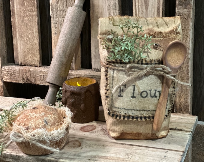 Primitive Faux Flour Sack Bowl Filler / Tiered Tray Decor / Shelf ...