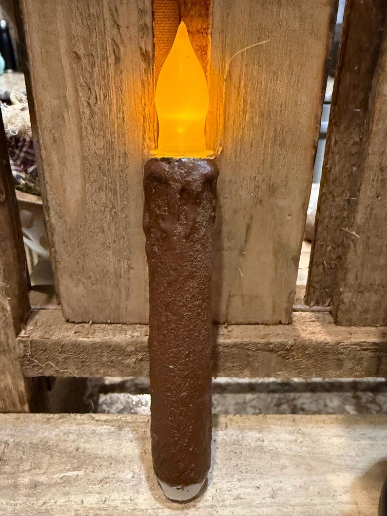 Primitive Pocket Taper Candle Holder (use Only Battery Operated LED ...