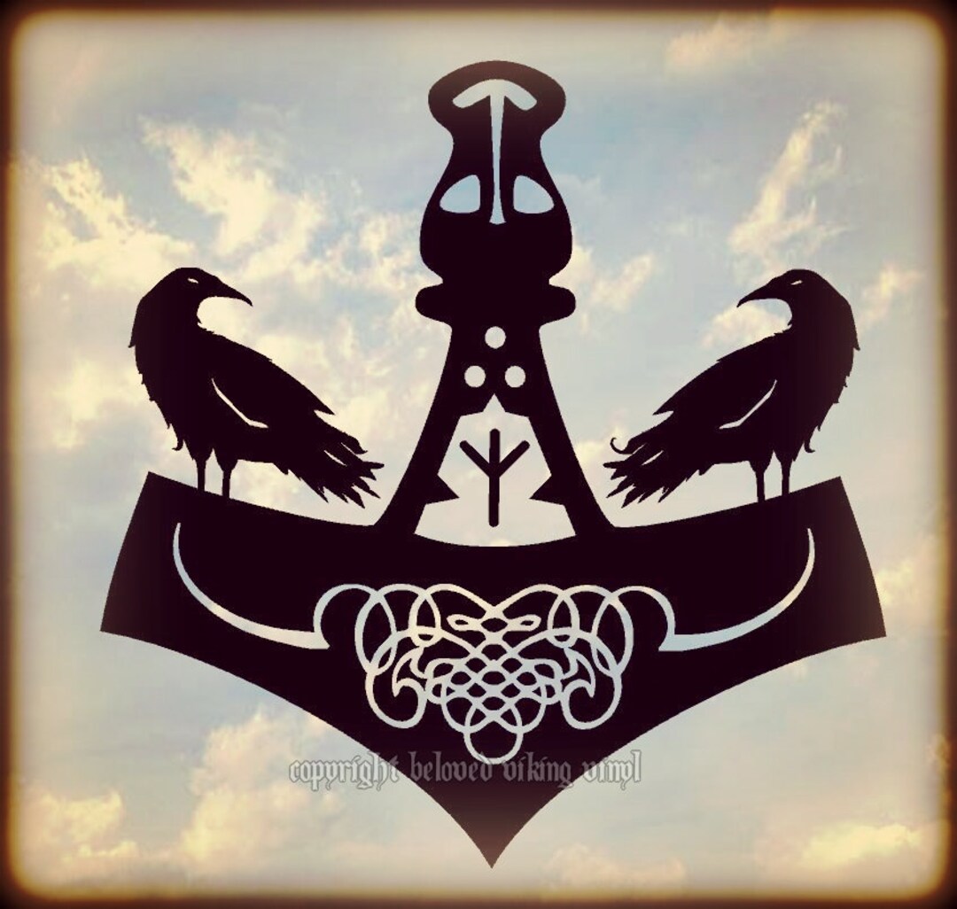 Protection Mjolnir With Ravens - Etsy