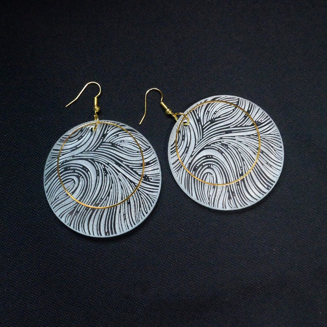 Gilded Ocean: Laser Engraved Acrylic Earrings - Etsy