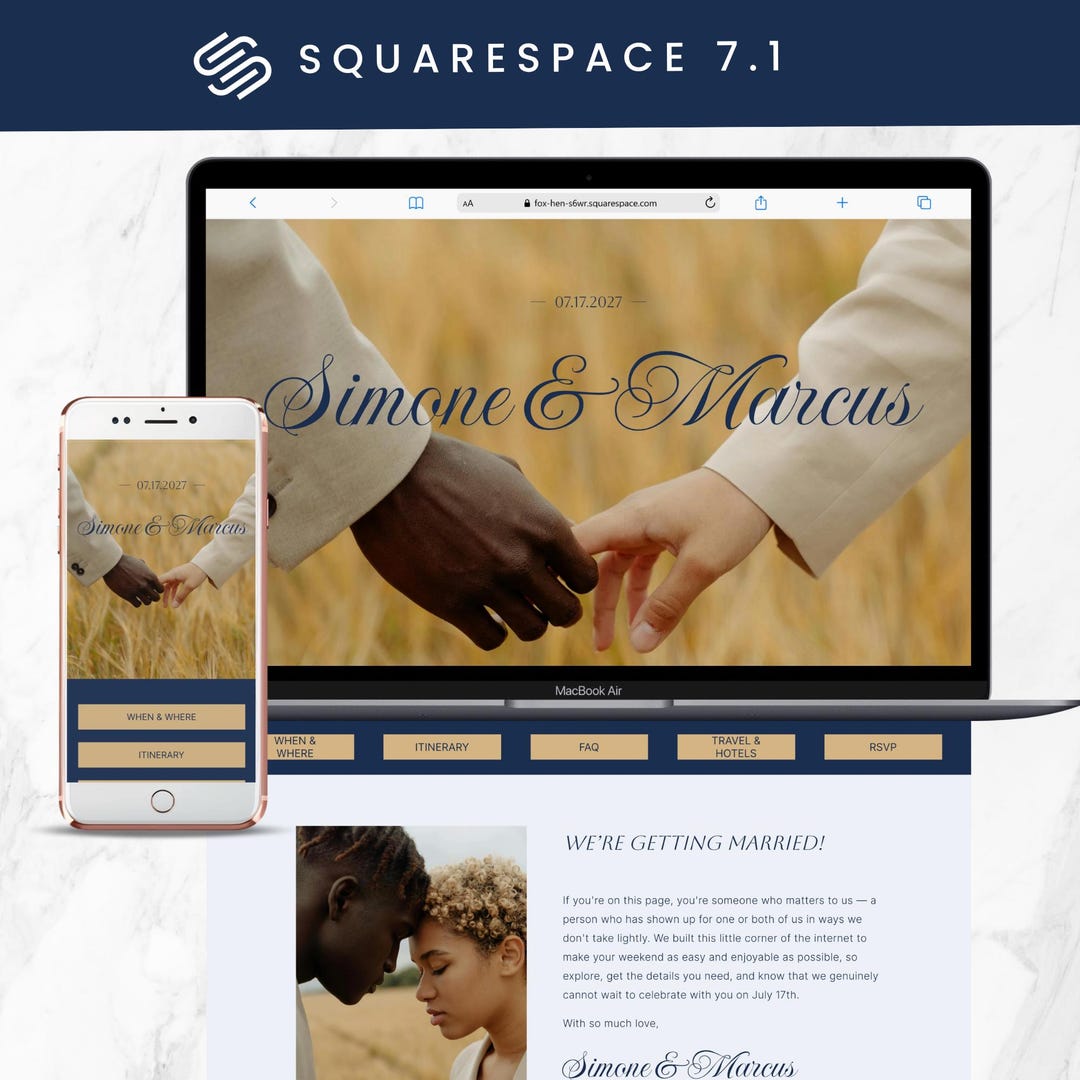 Wedding RSVP Website Template Squarespace, Wedding Website RSVP ...