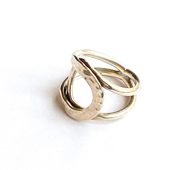 Sterling Silver Hammered Ring Split Band Open Loop Design - Etsy
