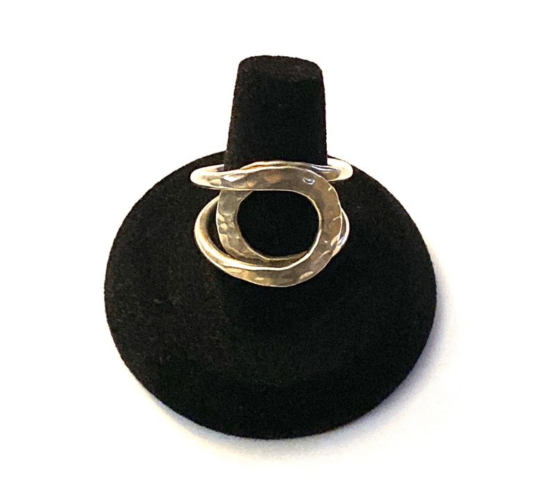 Sterling Silver Hammered Ring Split Band Open Loop Design - Etsy