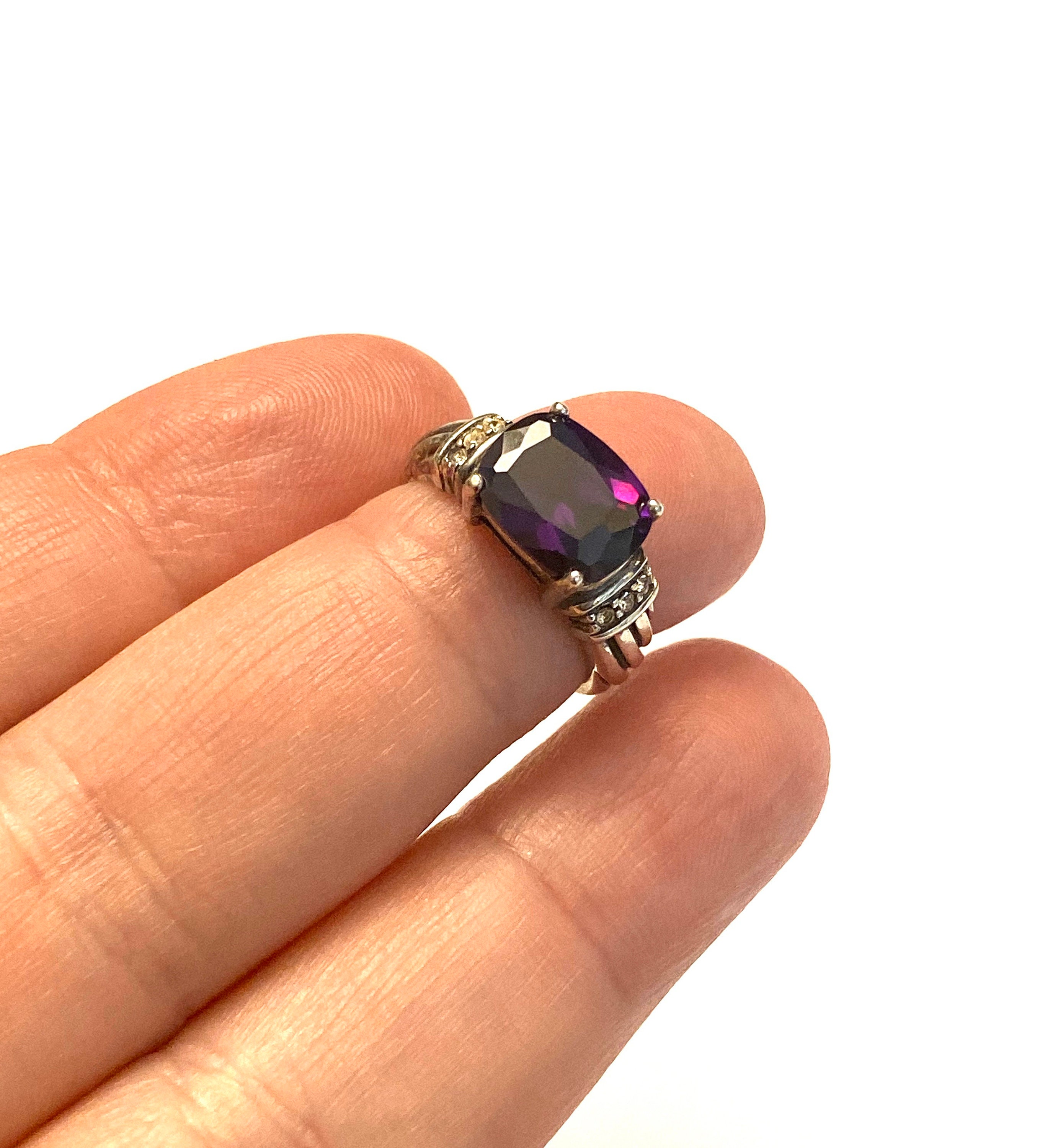 Sterling Silver Avon Ring, Size 5 Purple CZ 925 Ring - Etsy