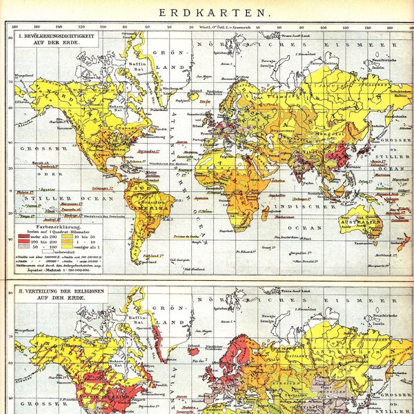 Framed World Map 1898 - Etsy