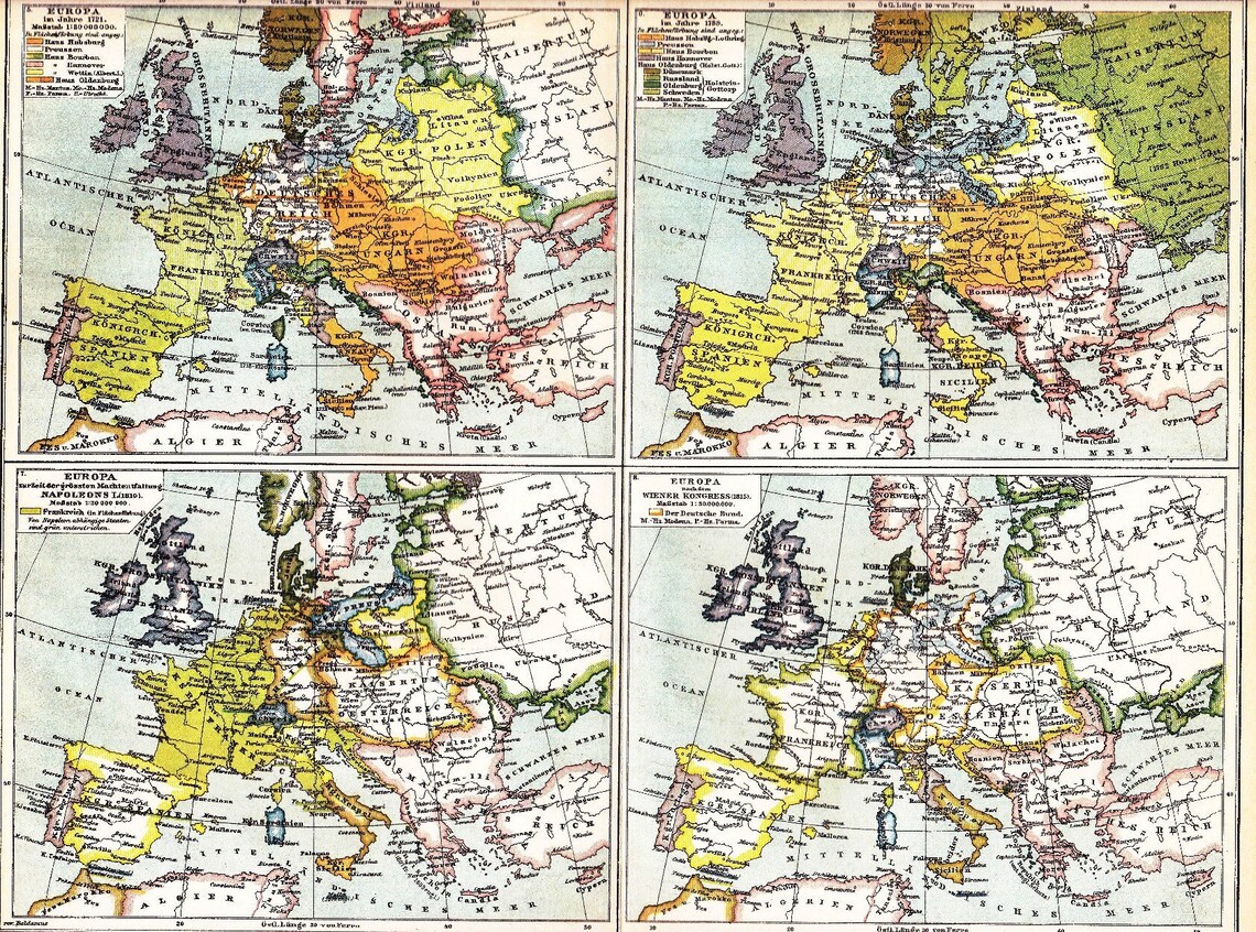 1898 Territorial DEVELOPEMENT of EUROPE, Historical Map of Europe ...
