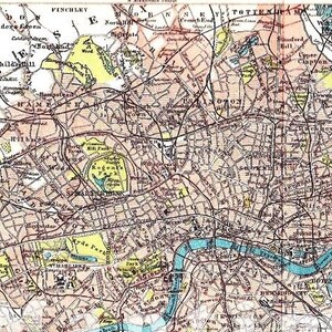1898 LONDON & the THAMES With the Suburbs Around 1898, Middlesex ...