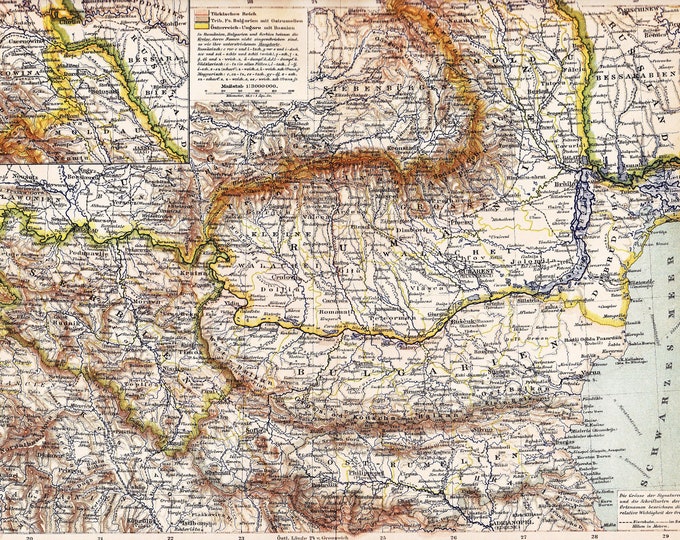 1898 Romania, Bulgaria and Serbia, Eastern Rumelia, Black Sea ...