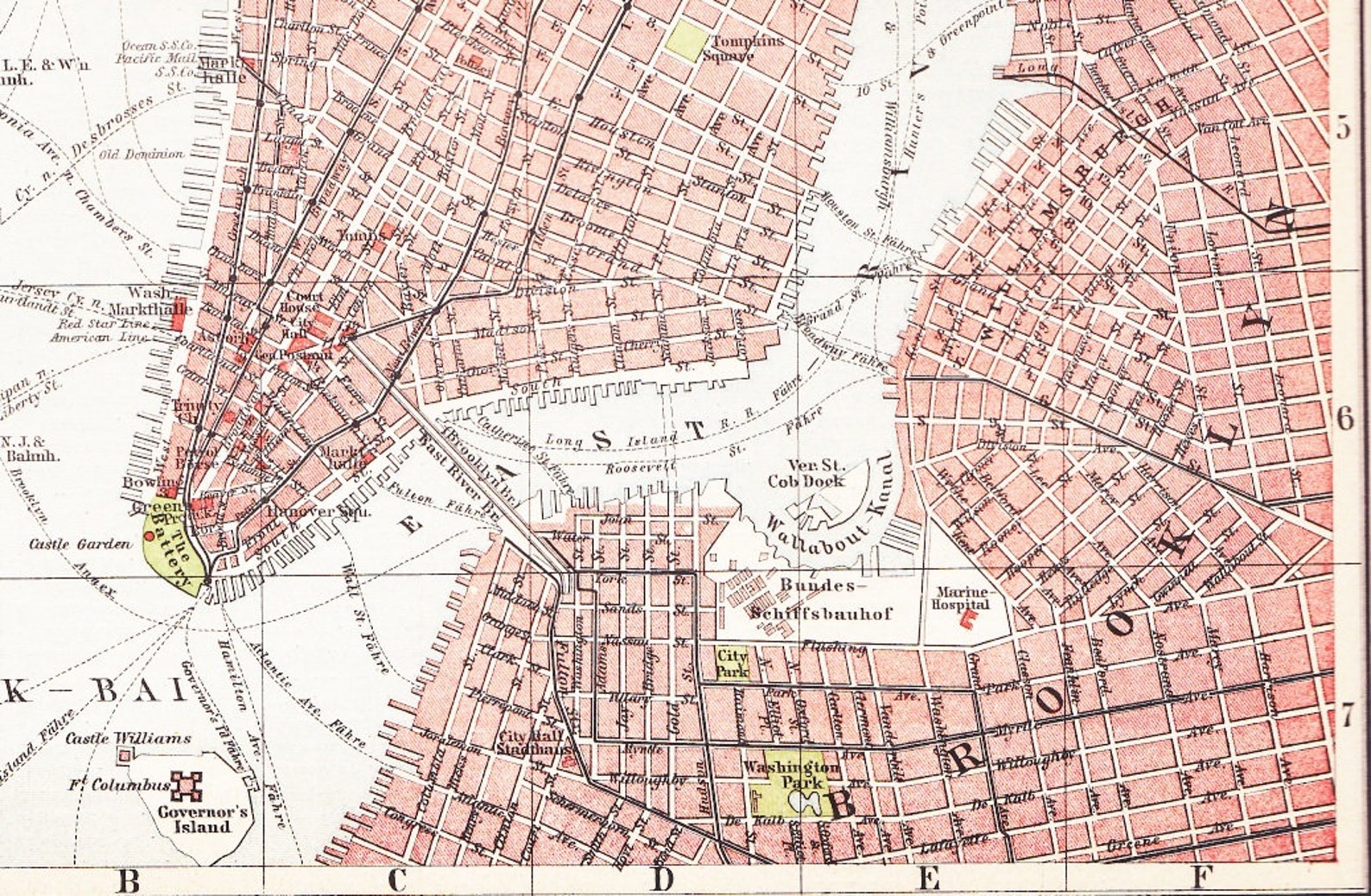 1899 Ciudad de NUEVA YORK MANHATTAN, Brooklyn, Jersey City, Hoboken ...