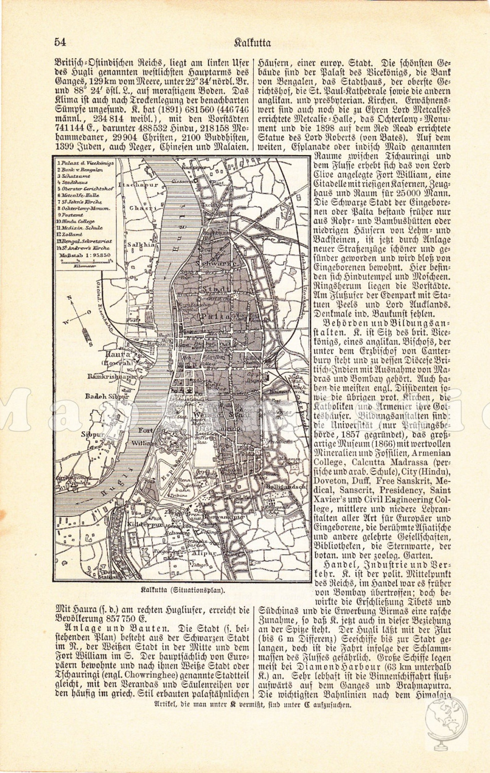 1898 Kolkata or Calcutta With Kolkata Port, India, Asia at the End of ...