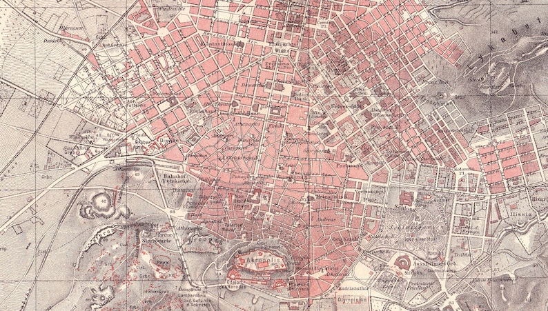 1899 City Map of ATHENS Around 1899 - the ACROPOLIS, Ancient Forums ...