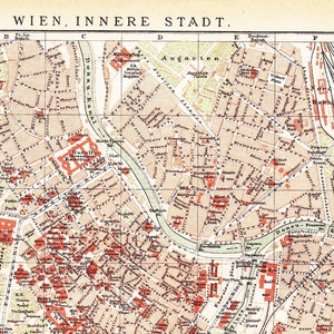 1898 City Map of Downtown VIENNA, Capital of the AUSTRIAN EMPIRE at the ...