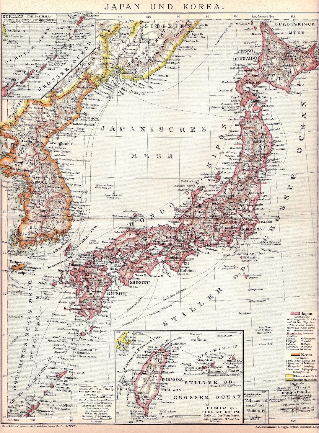 1898 JAPAN, KOREAN Peninsula and FORMOSA Present Taiwan Around 1898 Far ...