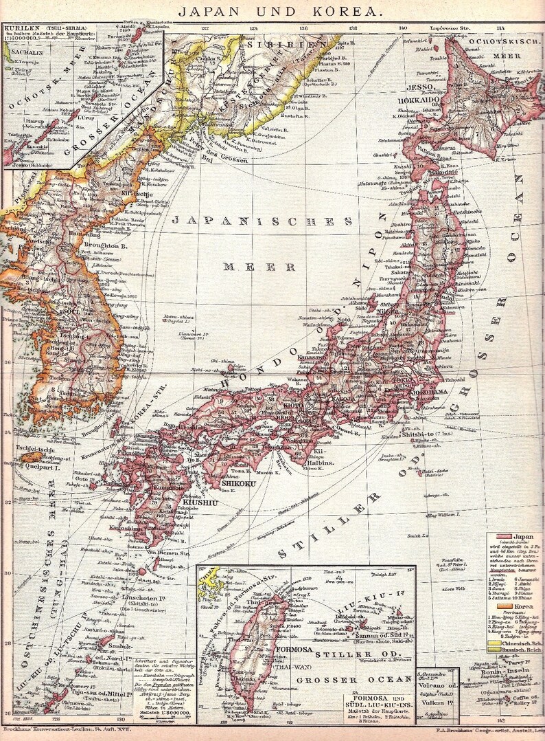 1898 JAPAN, KOREAN Peninsula and FORMOSA Present Taiwan Around 1898 Far ...