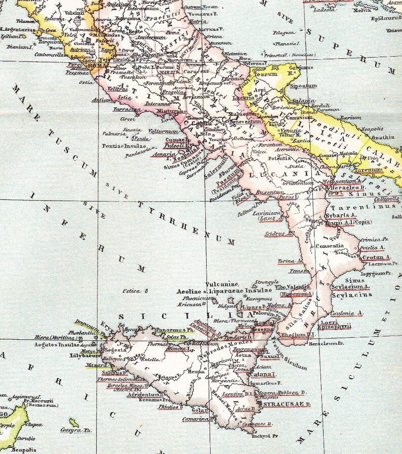 1898 Ancient Italy and Rome With Greek and Phoenician Colonial ...