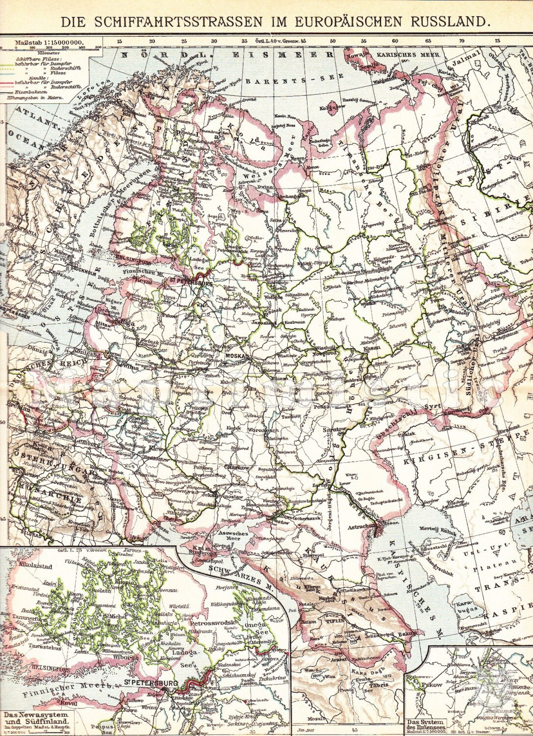 1905 Shipping Routes in the Russian Empire European Part at the End of ...