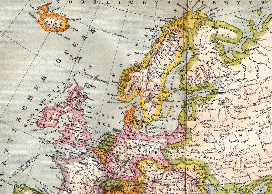 1898 EUROPE STATES and COUNTRIES Political Map of Europe Around 1898 ...