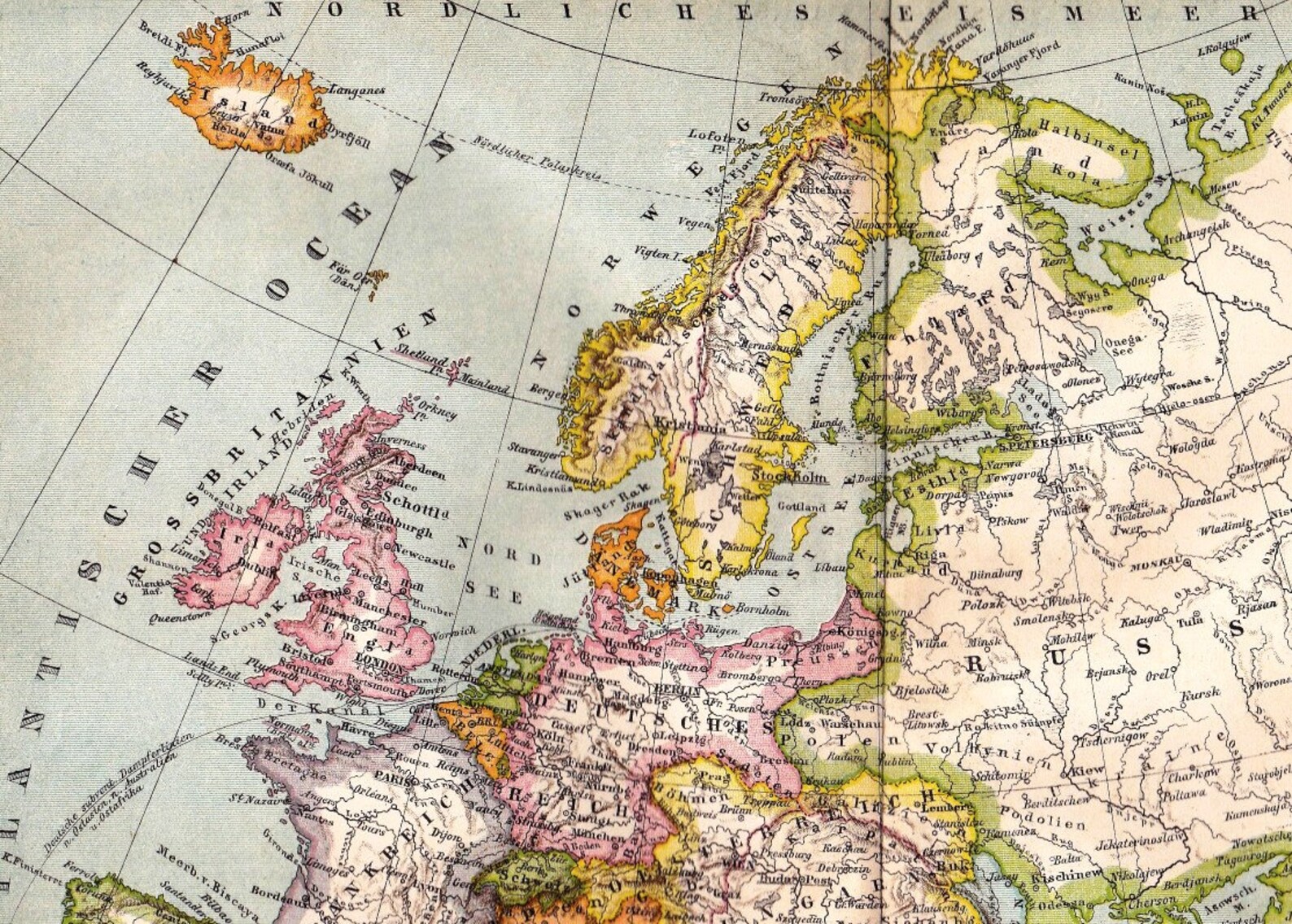 1898 EUROPE STATES and COUNTRIES Political Map of Europe Around 1898 ...