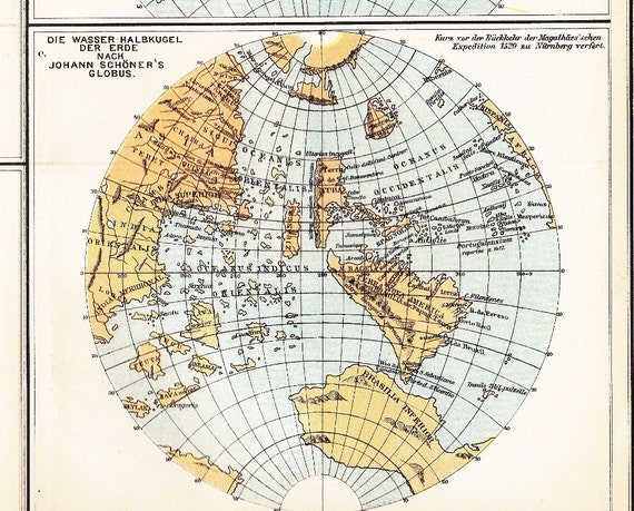 Lithographs original antique map from 1902 History of Geography country ...