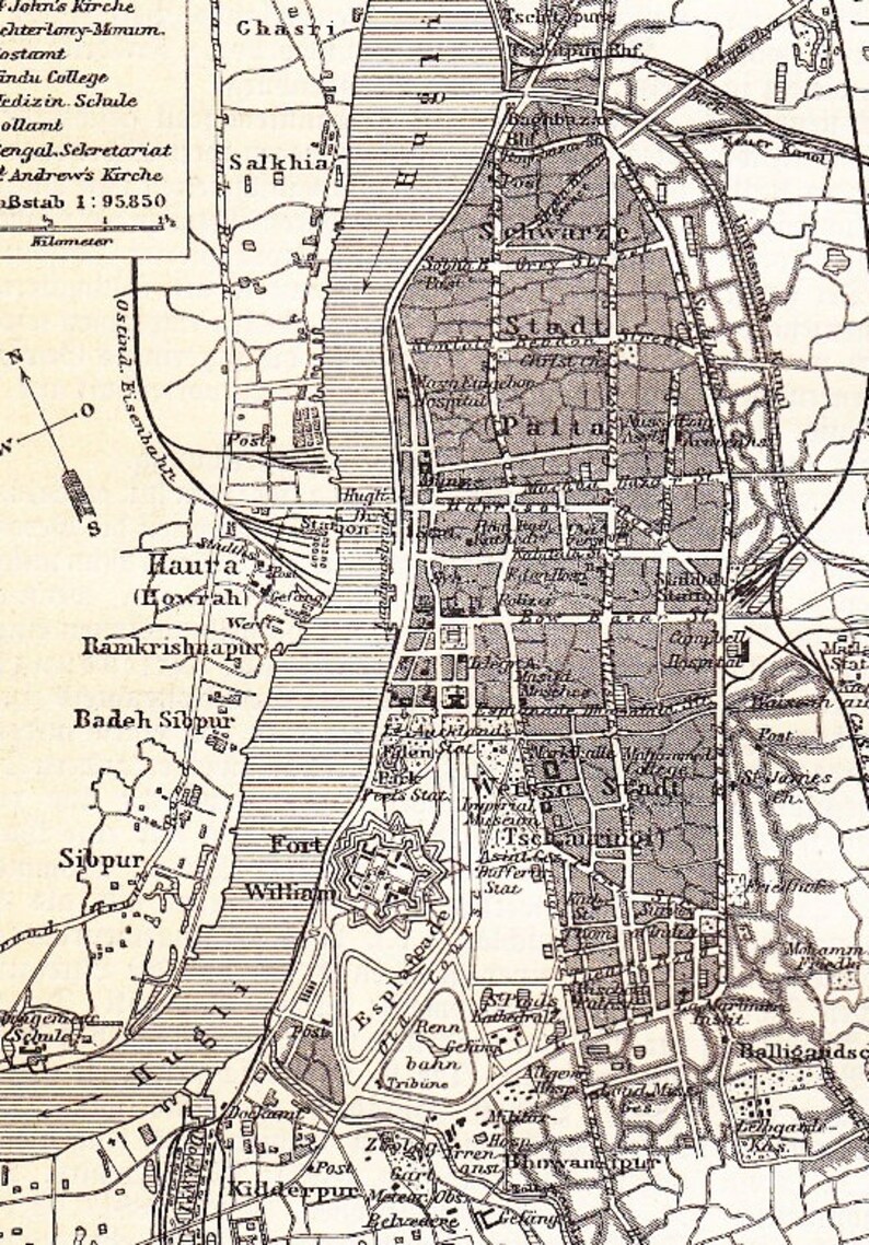 1898 Kolkata or Calcutta With Kolkata Port, India, Asia at the End of ...