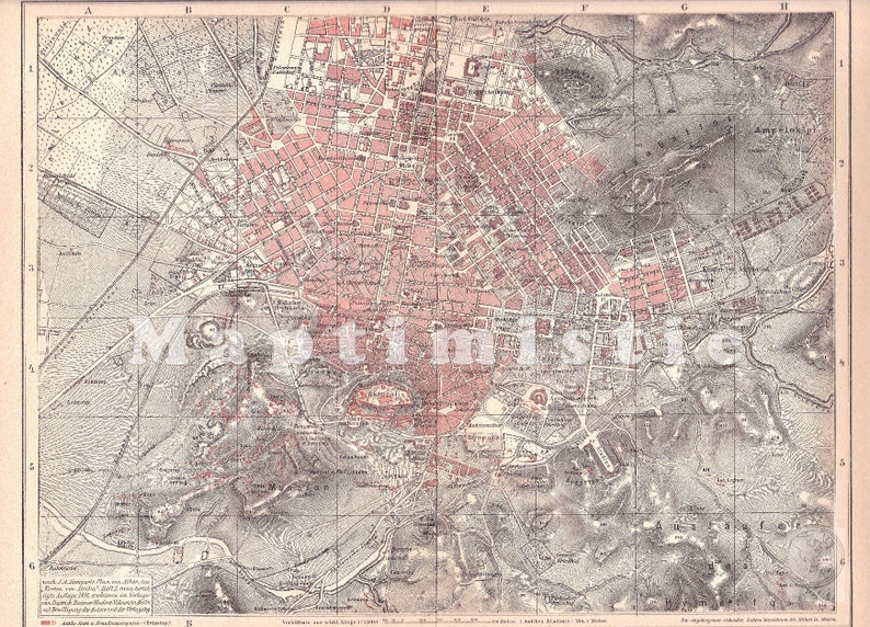 1899 City Map of ATHENS Around 1899 - the ACROPOLIS, Ancient Forums ...