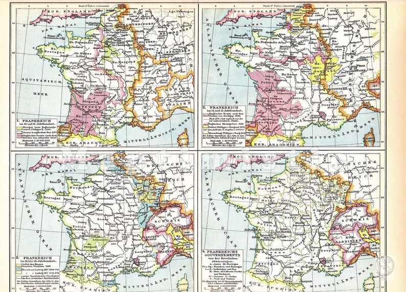 1903 Territorial Developement of France in Europe Between 12th - 18th ...