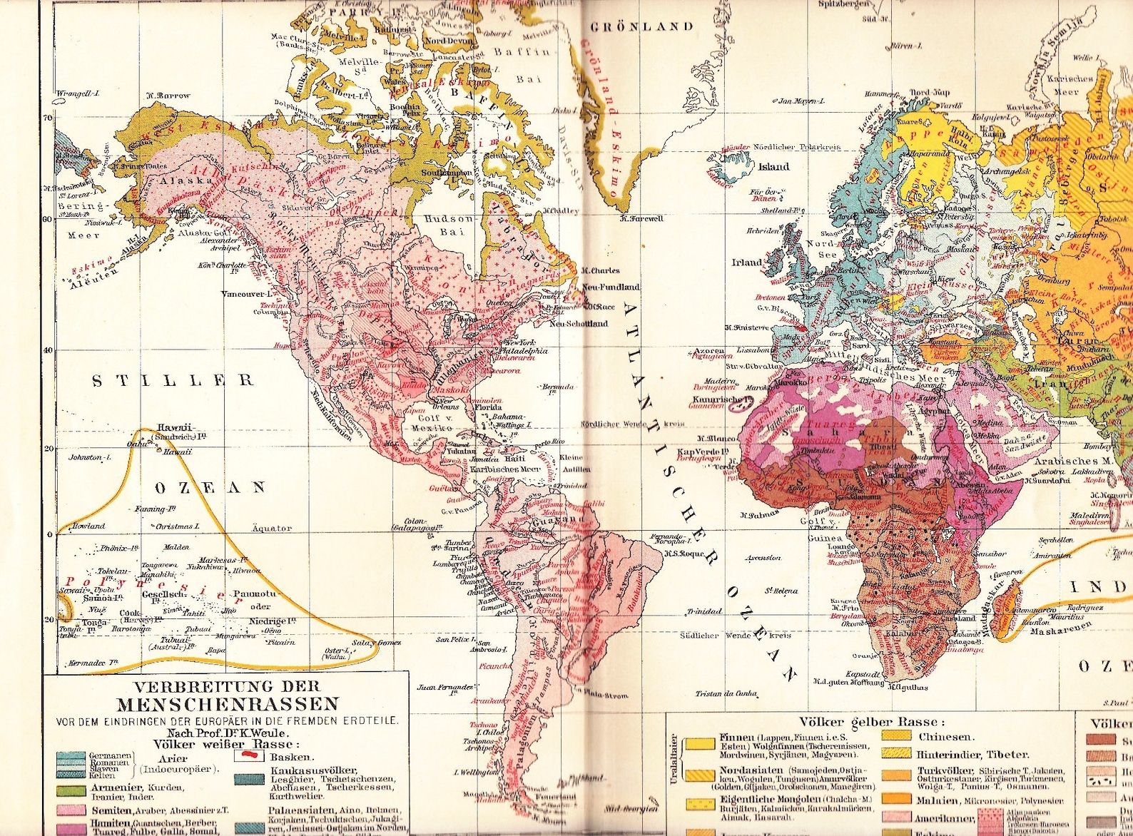 1927 Ethnographic Map Diversity and Distribution of Human | Etsy