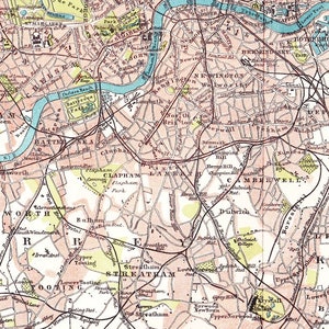 1898 LONDON & the THAMES With the Suburbs Around 1898, Middlesex ...