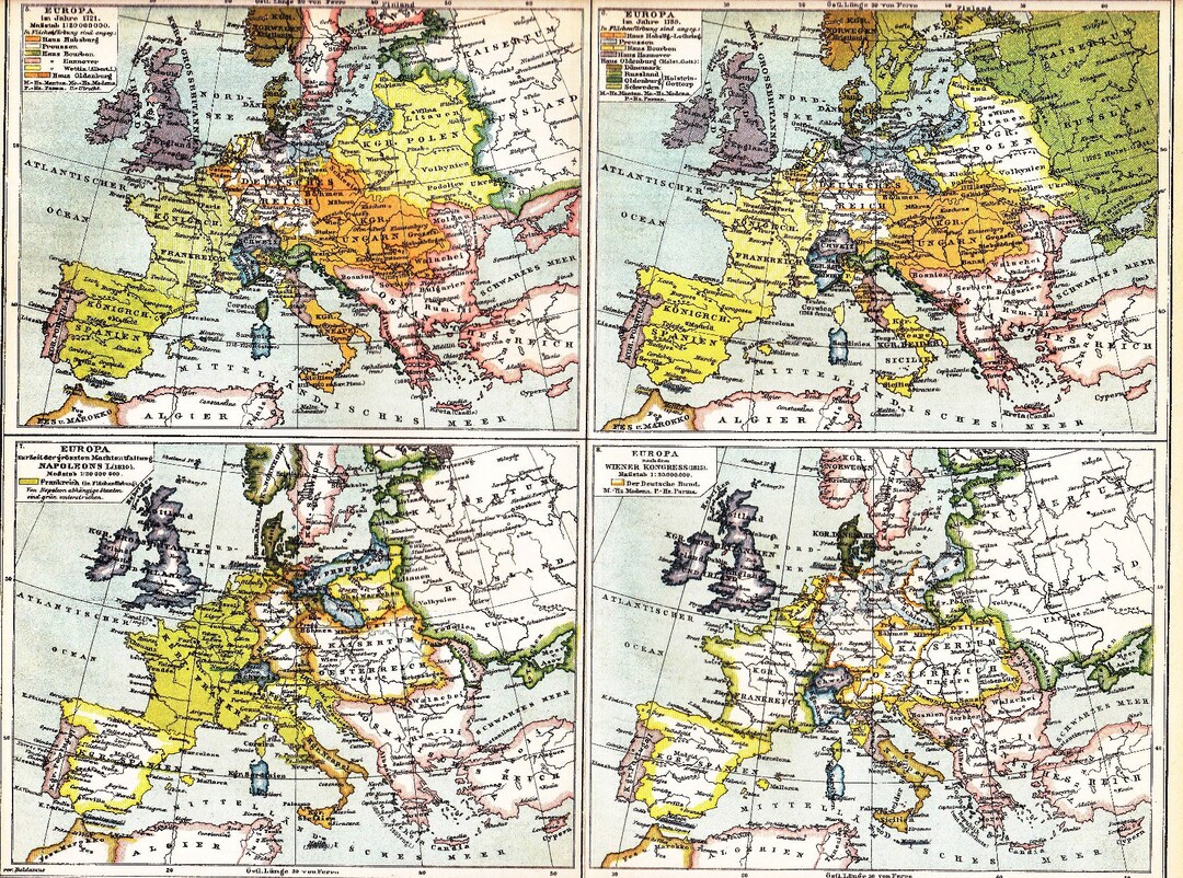 1898 Territorial DEVELOPEMENT of EUROPE, Historical Map of Europe ...