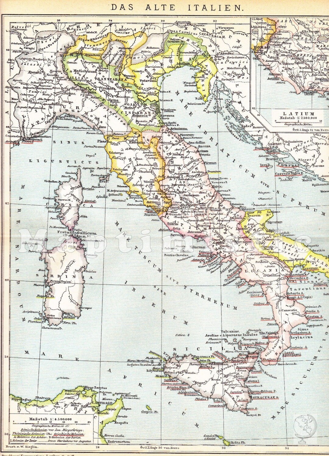 1898 Ancient Italy and Rome With Greek and Phoenician Colonial ...