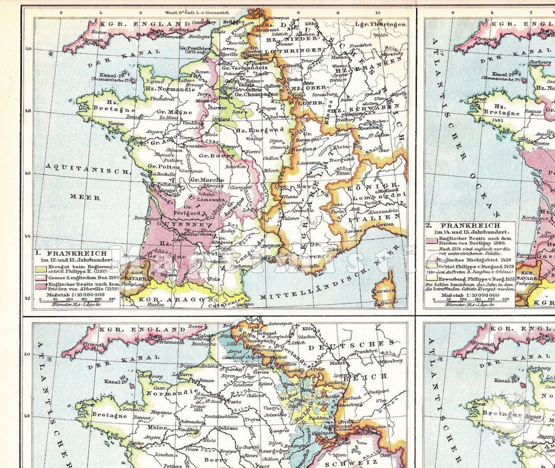 1903 Territorial Developement of France in Europe Between 12th - 18th ...