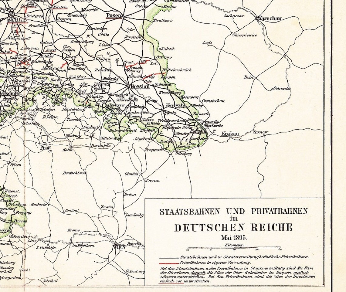 1897 Map of Railroad Network National and Private Railroads in the ...