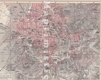1899 City Map of Athens Around 1899 the Acropolis Ancient | Etsy