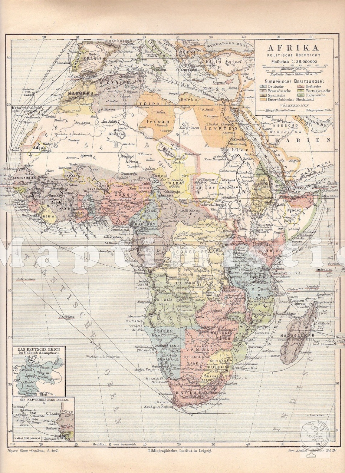 1899 Countries of Africa, Political Map of Africa in the 19th Century ...