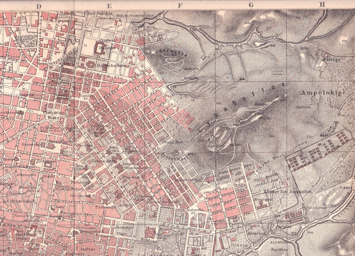 1899 City Map of ATHENS Around 1899 - the ACROPOLIS, Ancient Forums ...