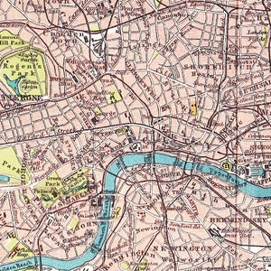 1898 LONDON & the THAMES With the Suburbs Around 1898, Middlesex ...