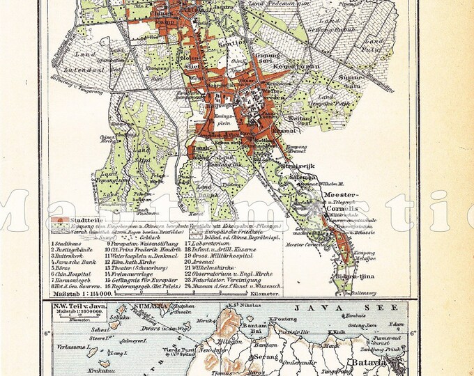 1905 Java, Batavia in the 19th Century, Present Jakarta, Indonesia ...