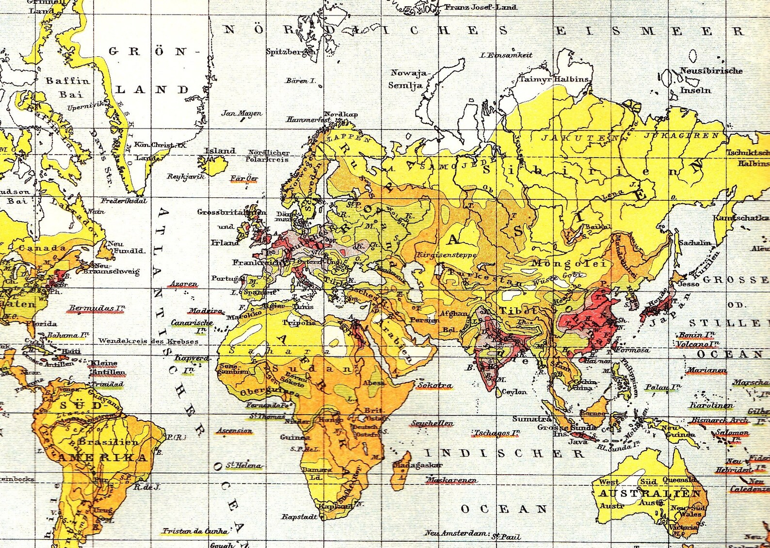 1898 Statistical WORLD CHARTS - POPULATION Density and Religion ...