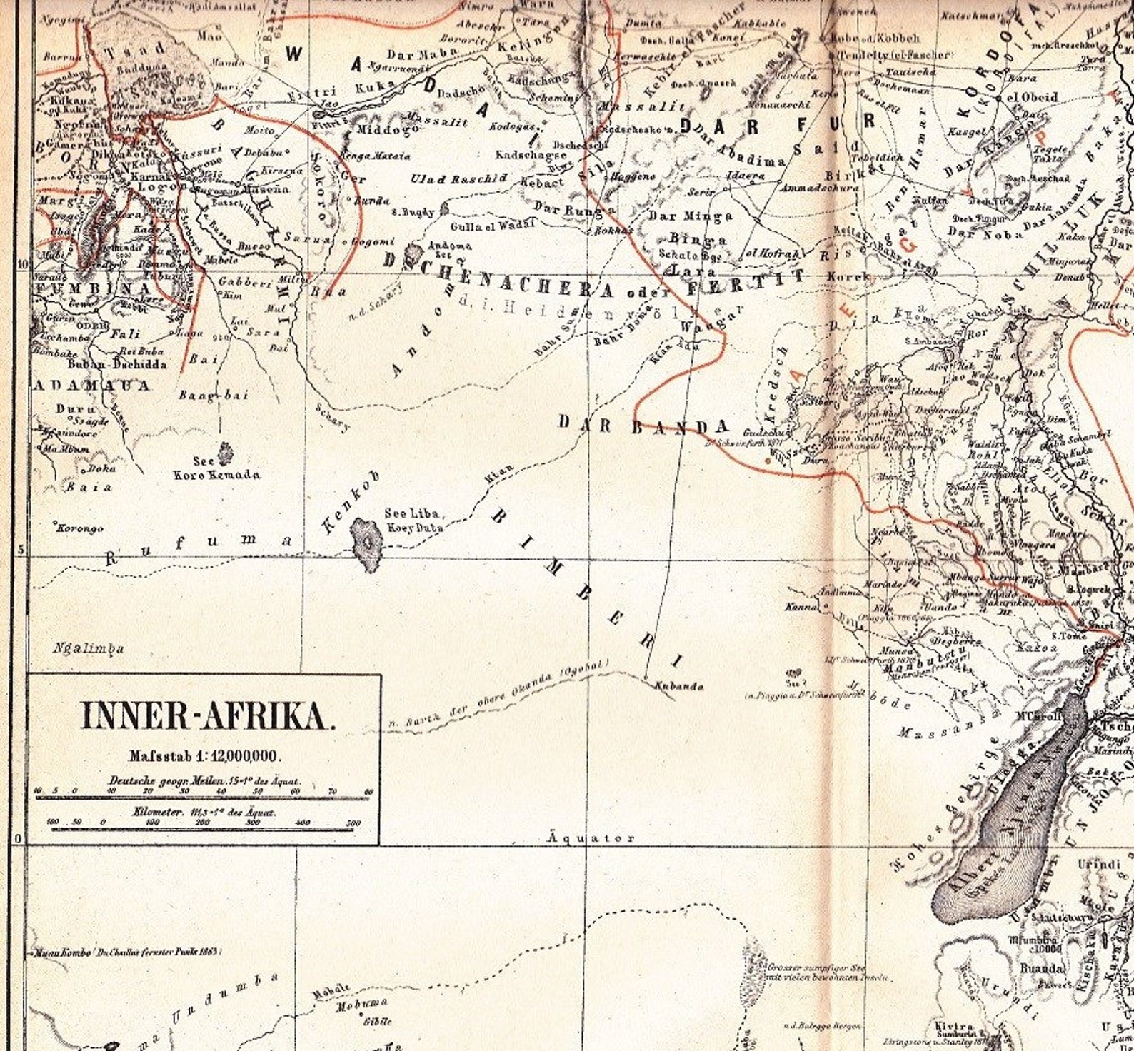 1876 Africa - Central Region: Abyssinia, Darfur, Egypt, Lake Victoria ...