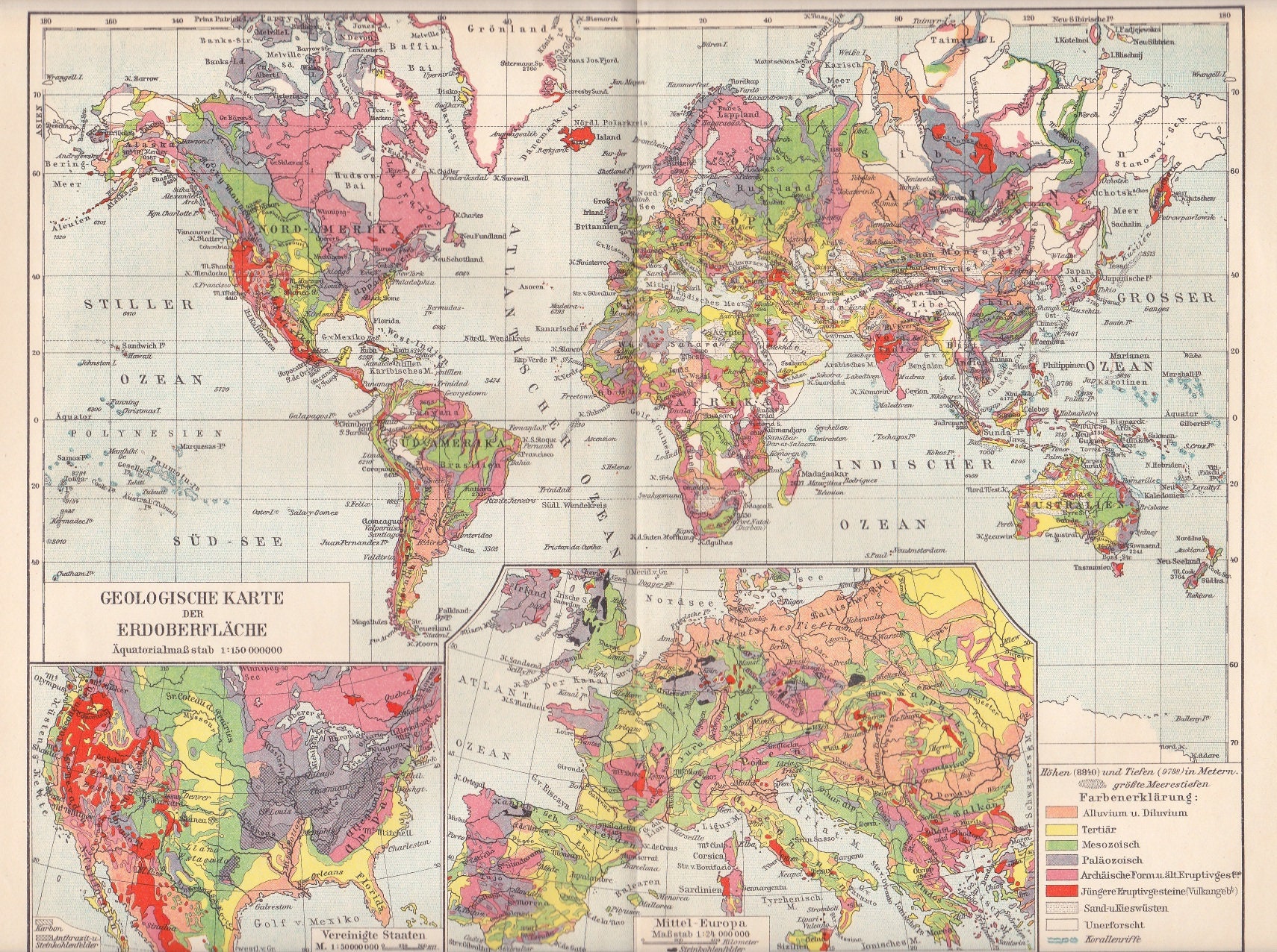 1925 GEOLOGICAL Eras and Periods of the Earth's History and Geography ...