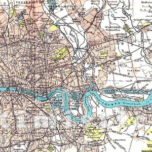 1898 LONDON & the THAMES With the Suburbs Around 1898, Middlesex ...