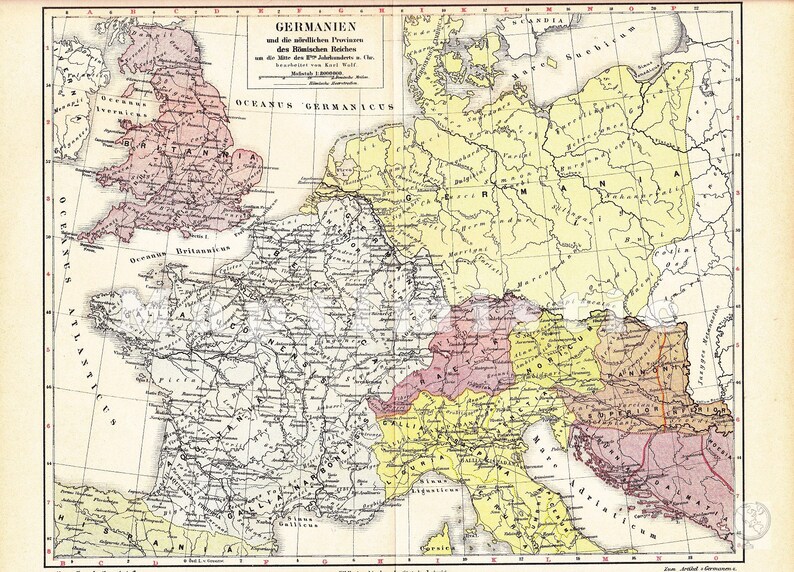1886 Northern Provinces of the Roman Empire and Germania in the 2nd ...