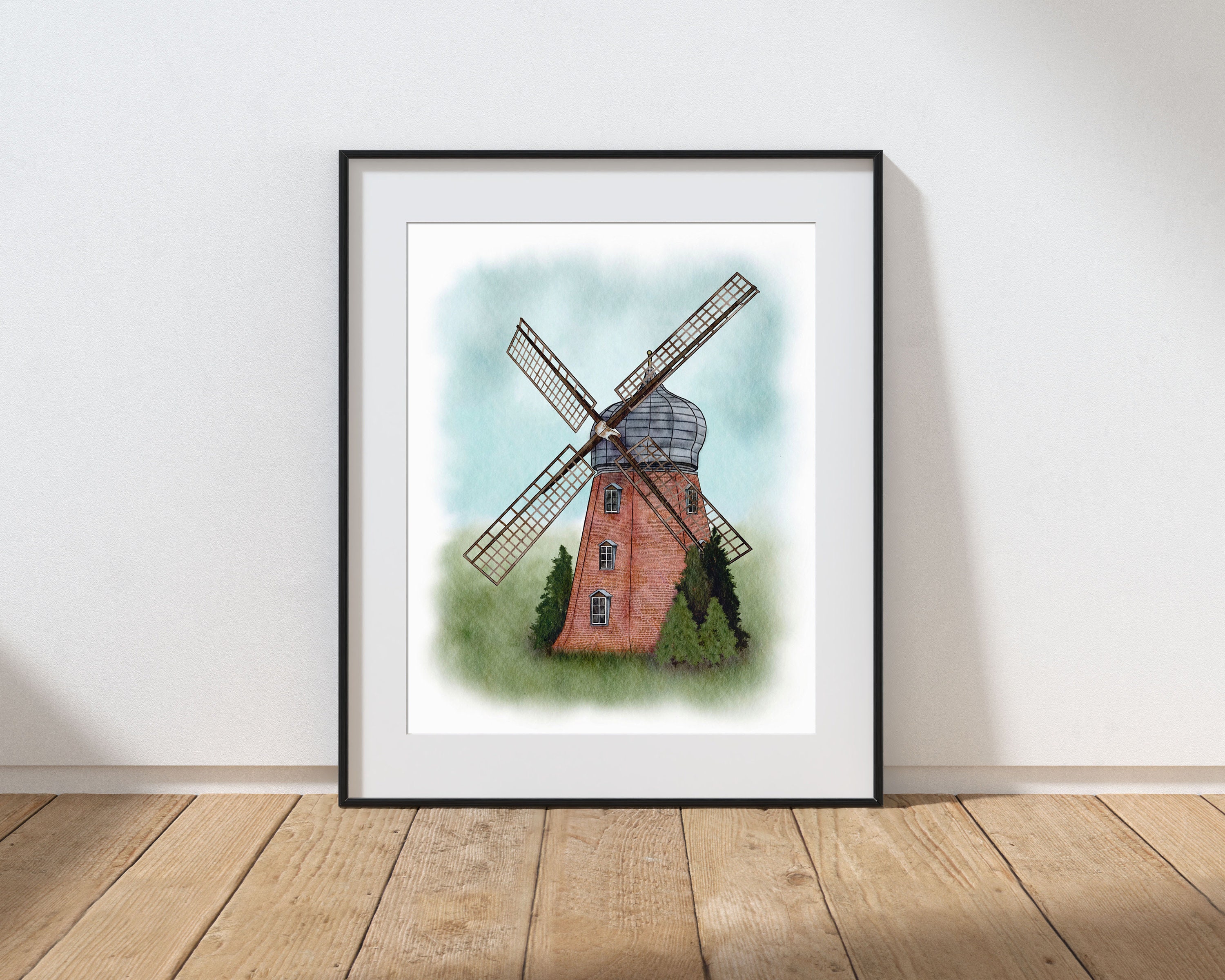 Watercolor Barn Silo and Windmill Prints SET OF ALL 3 | Etsy
