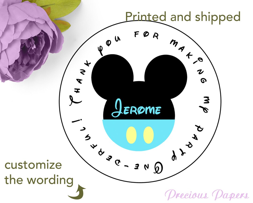 20 Personalized Baby Blue Mouse First Birthday Stickers Baby Mouse ...