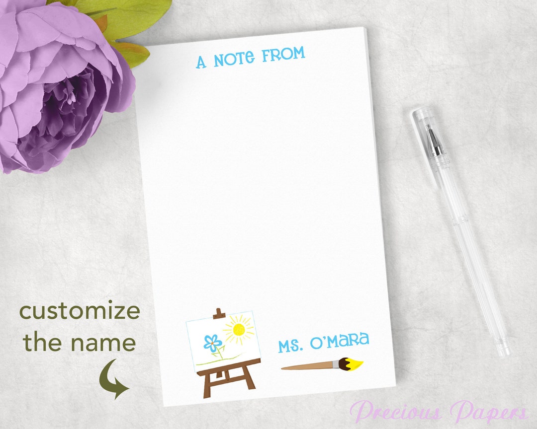 Art Teacher Notepad Art Theme Gift With an Easel and Paint Brush Artist ...
